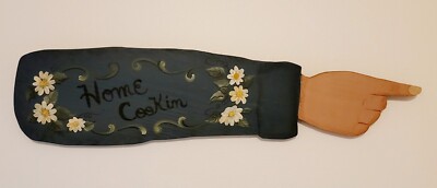 Vintage 26.5" Floral "Home Cookin" Wooden Handmade Directional Pointing ...