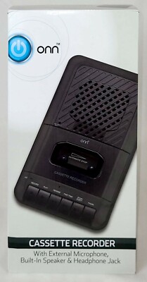 ONN Desktop Cassette Recorder with External Microphone & Blank Cassette ...