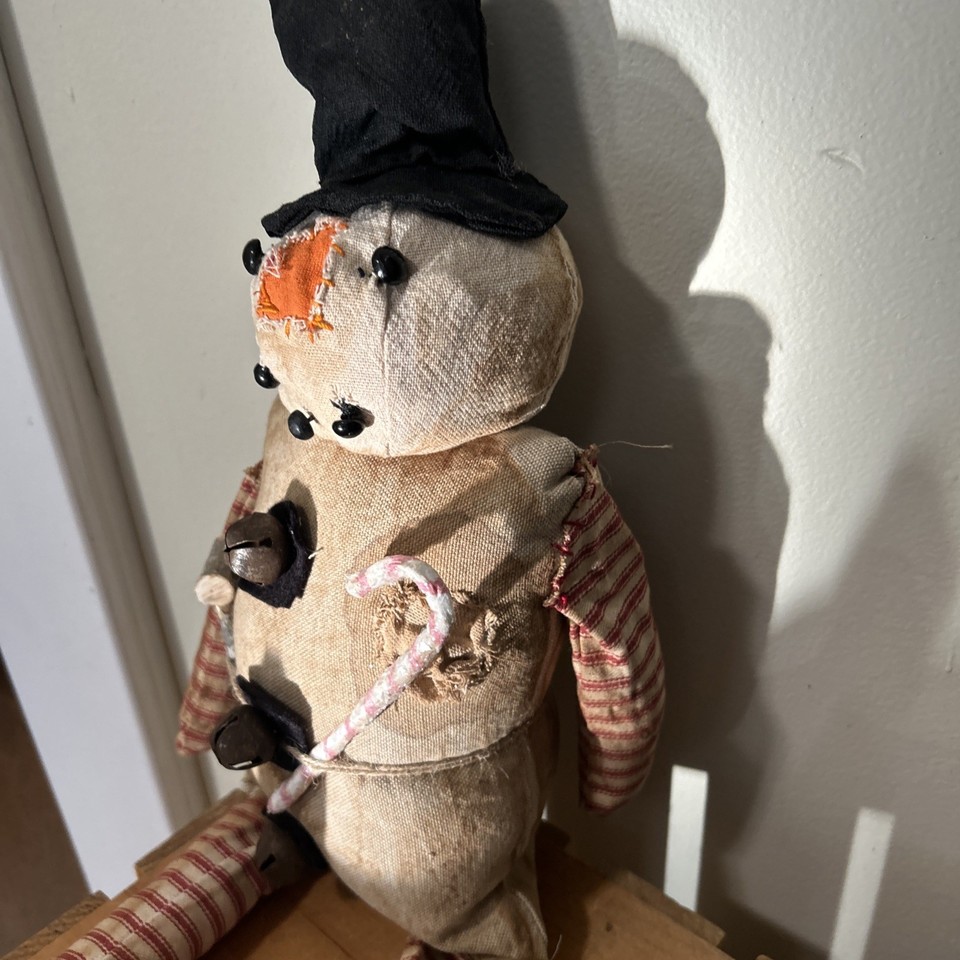 Primitive Christmas Winter Snowman Orvill | eBay