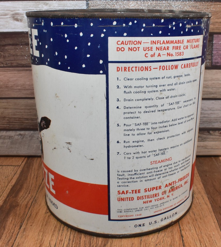 RARE Vintage Saf Tee Super Anti Freeze Gallon Can Husky Dog Sled Team ...