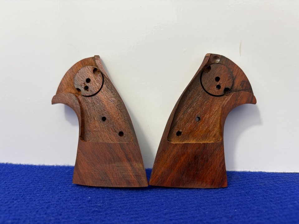 Aftermarket Colt D-Frame Revolver Grips – Checkered Wood w/ Silver Colt ...