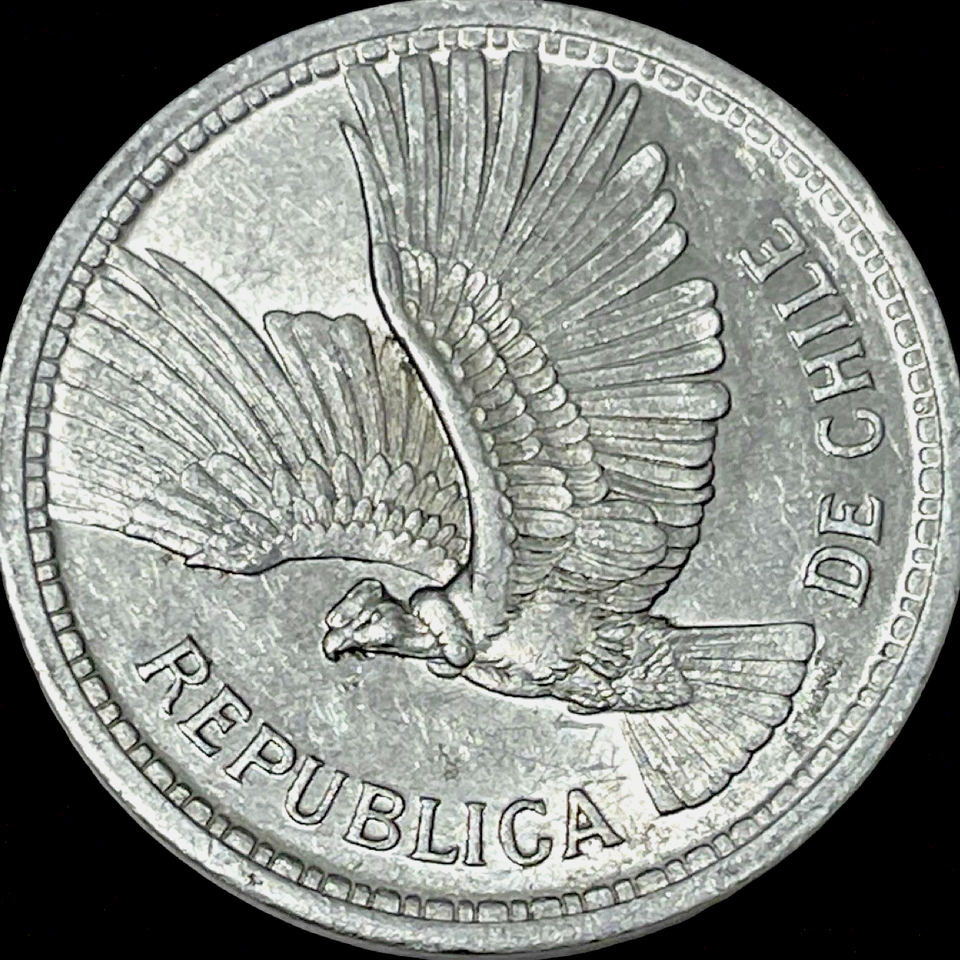 1957 So Chile 10 Diez Pesos Large World Coin Lot C7-110 Santiago Mint ...