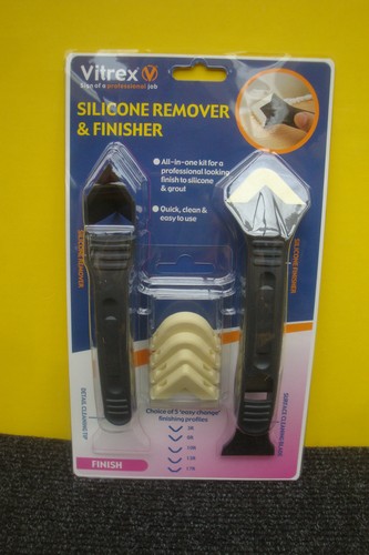 VITREX SILICONE REMOVER & FINISHER KIT FOR KITCHENS BATHS SHOWERS ETC ...