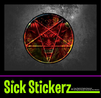 Pentagram Window Sticker Decal Satan Hell Fire Evil Emo Goth 666 Devil ...