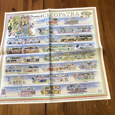 Mardi Gras Bulletin 2022 Krewe of Cleopatra Float depictions summary ...