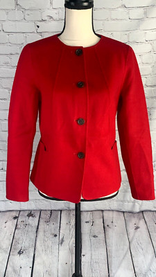 Talbots Boiled Wool Jacket Solid Red Double Faced Luxuriously Soft Size ...