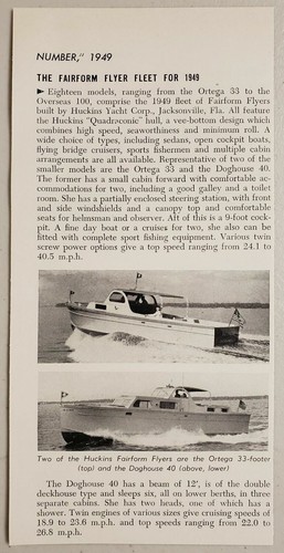 1949 Magazine Photo Huckins Fairform Flyer Boats Jacksonville,Florida ...