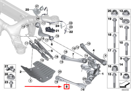 NEW BMW X3 G01 TRAILING ARM WITH RUBBER MOUNT 33306871023 6871023 ...