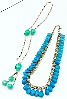 Vintage to Now Lot of 2 Teal and Turquoise-Colored Acrylic bead ...