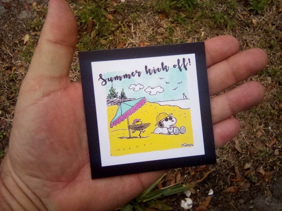 Peanuts ♡ Summer Kick Off Fridge Magnet...Snoopy & Woodstock 3.5x3.5 ...