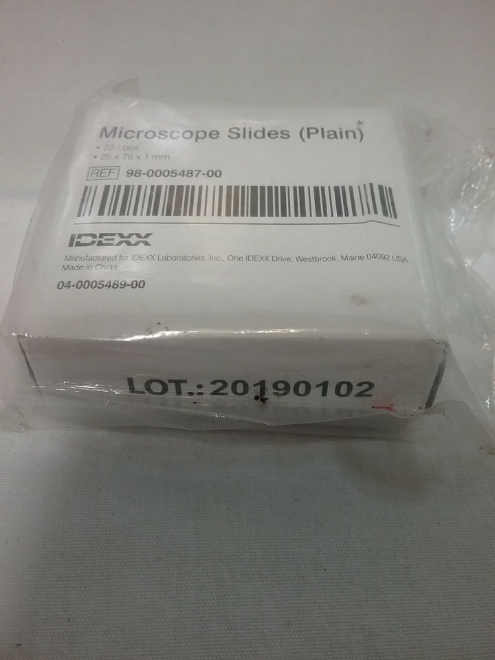 IDEXX Microscope Slides PLAIN 25x75x1mm 98-0005487-00 Box of 72 slides ...