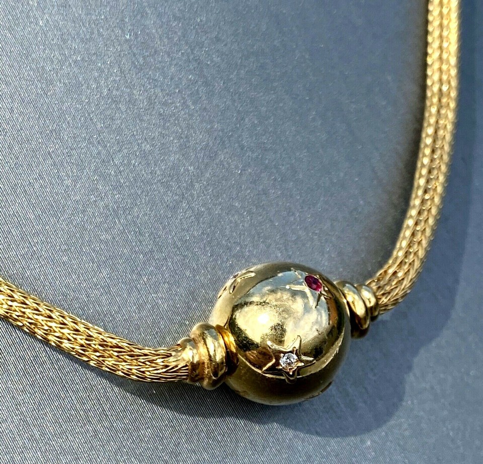 Vintage Diamond Necklace Celestial Ruby Sapphire Star Estate Jewelry ...