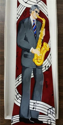 RARE PRESIDENT BILL "SLICK WILLIE" CLINTON NECK TIE SAXOPHONE SUN ...