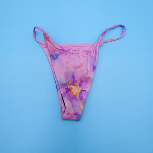 Frankies Bikinis XS Bikini Bottom Pink Floral Brazilian Thong Swim ...