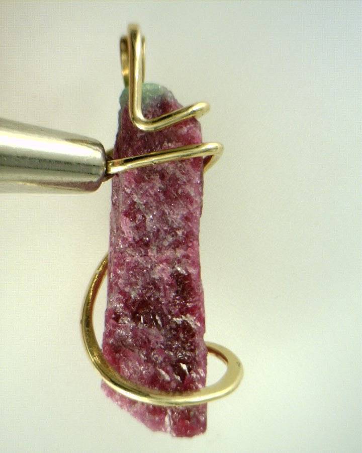21.66ct Ruby & Zoisite Shard in 14kt Gold Wire Wrap Art Pendant | eBay