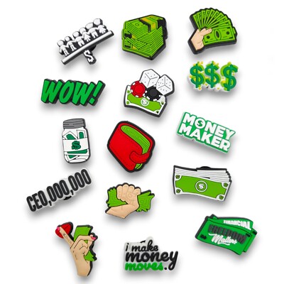 15 Pc Money Maker Crocs Shoe Charms PVC Jewelry Clog Accessories | eBay