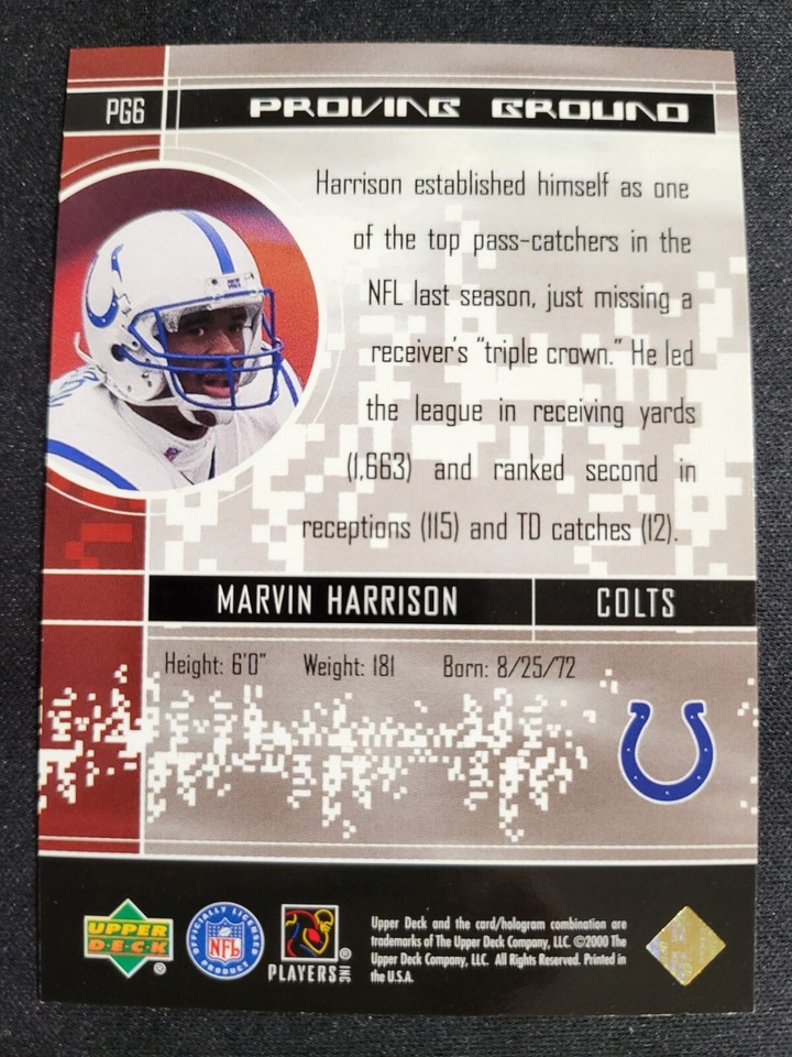 2000 Upper Deck Marvin Harrison PROVING GROUND card #PG6 Colts | eBay
