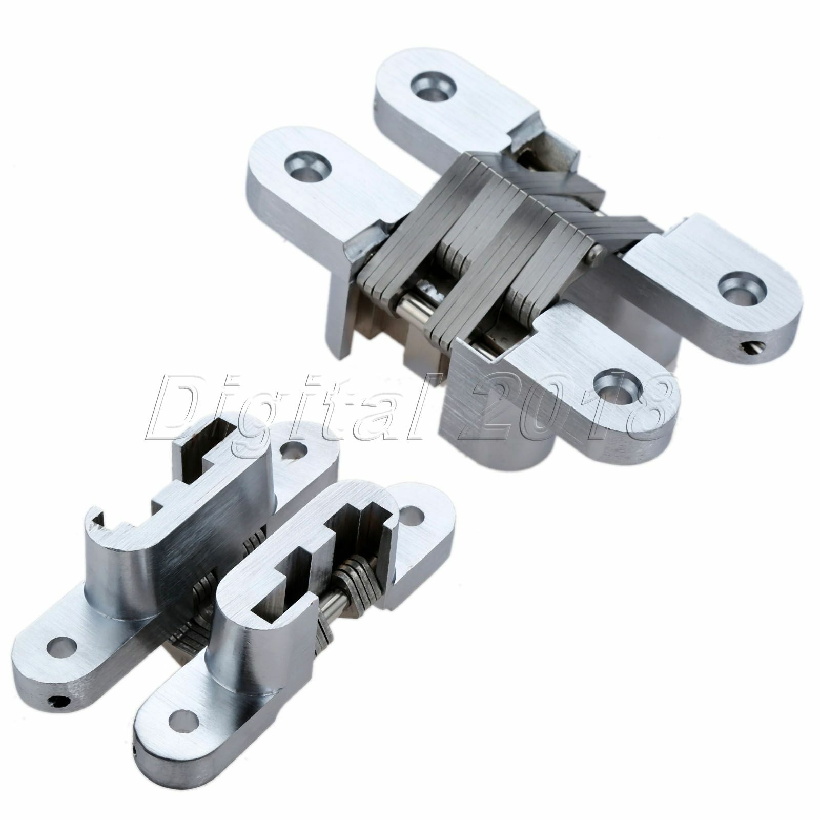 2 Pcs Elegant Heavy Duty Foldable Consealed Cross Door Hinges Stainless ...