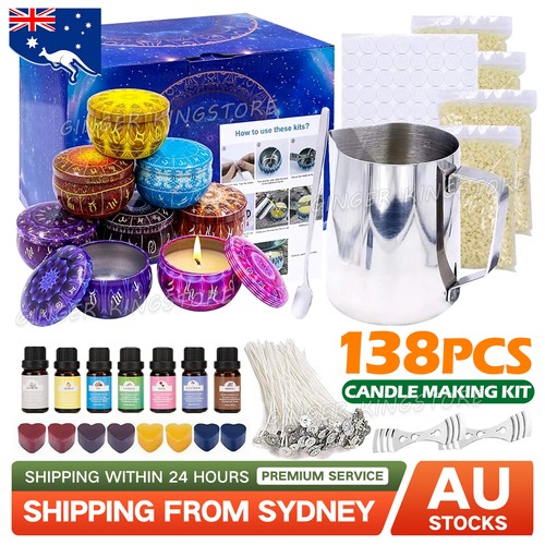 138x Candle Making Kit Candles Wicks Oil Dye Pouring Pot Wax Craft Tool ...