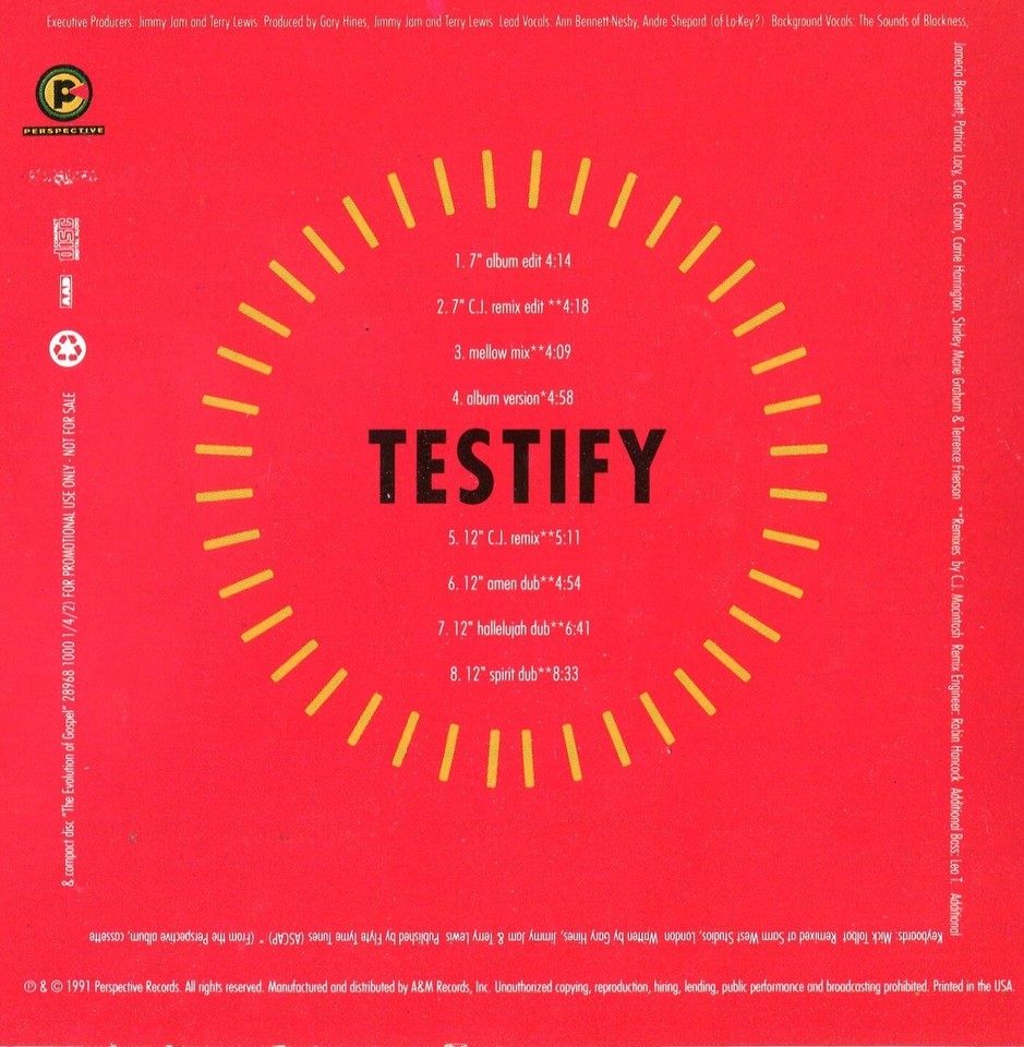 SOUNDS OF BLACKNESS TESTIFY 1991 MINT PERSPECTIVE DJ-ONLY 8-MIX CD-5 ...