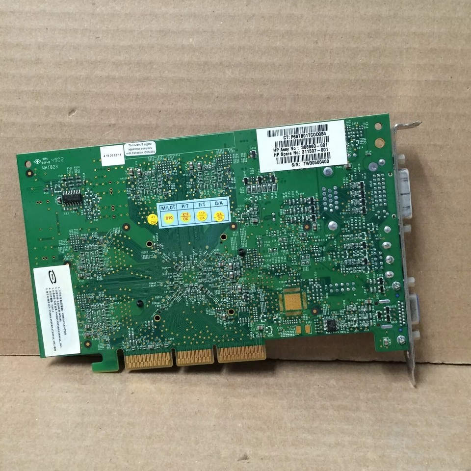 NVIDIA HP QUADRO4 380 XGL 64MB AGP X8 Video Graphics Card - 311507-001 ...