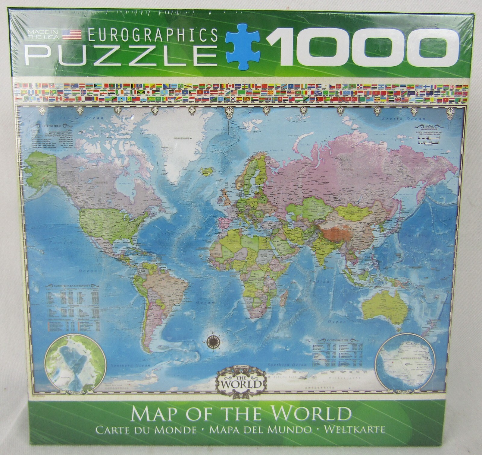 Eurographic Puzzles Map Of The World 1000 Piece Jigsaw Puzzle NEW Made ...
