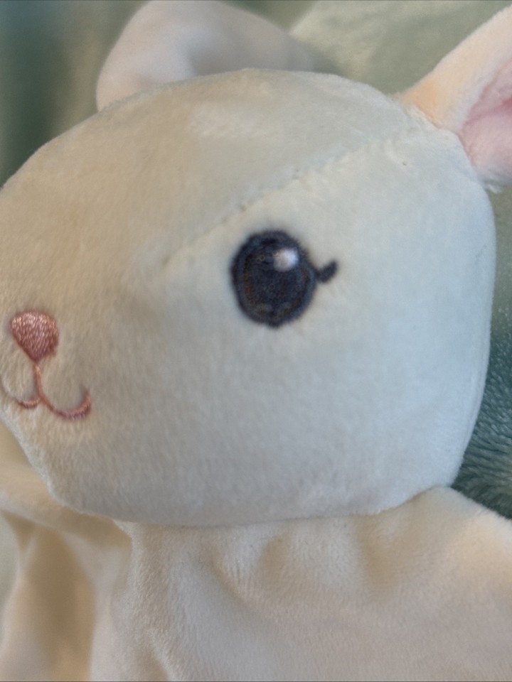 Sweet Dan Dee Flat Bunny Lovey Rattle Baby Toy Knotted White Stuffed ...
