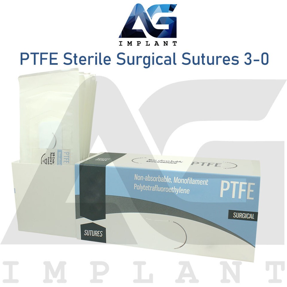 PTFE Sterile Training 75cm Sut ures White Monofilament Dental 12pcs Box ...