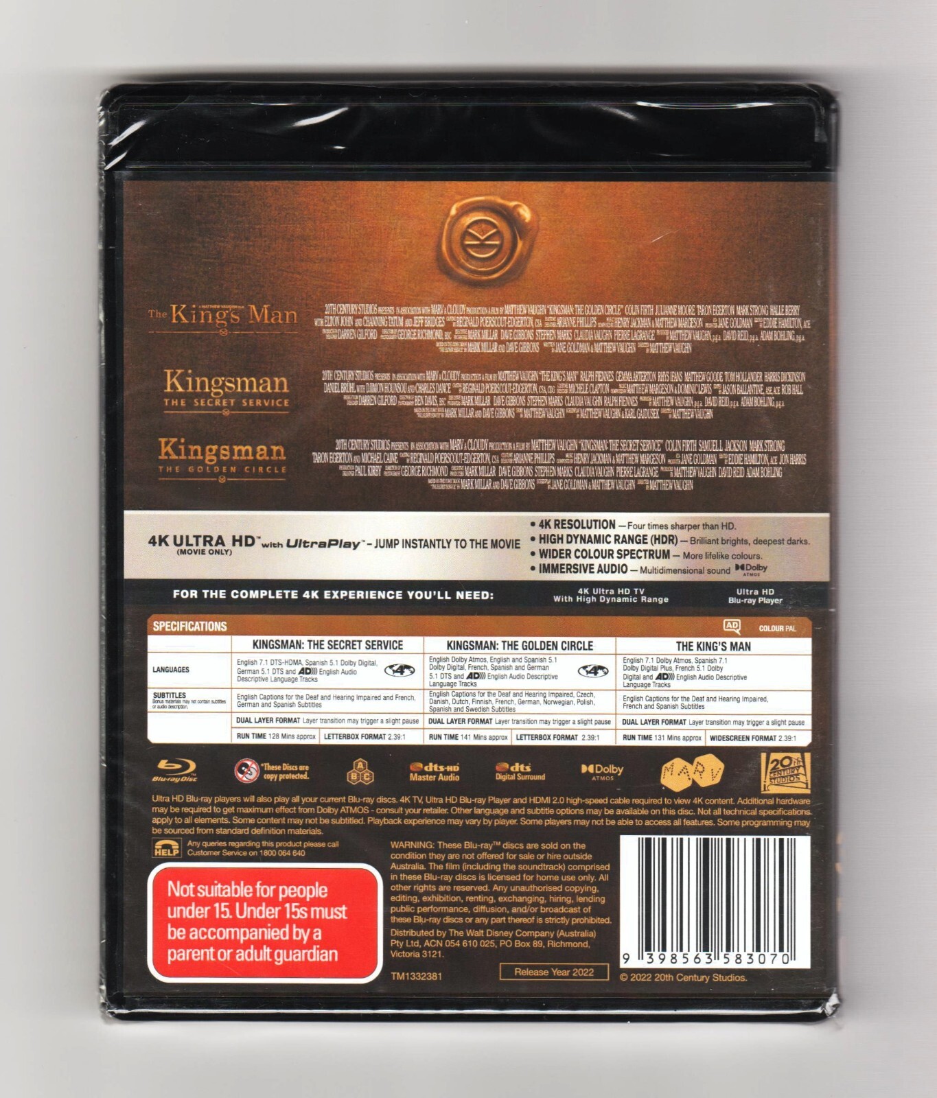 The Kingsman : 3-Movie Collection 4K Ultra HD 3-Disc Set - Brand New ...