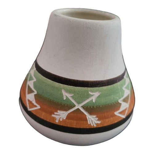 Vintage Native American Sioux Indian Etched Vase Pitcher Brown Green ...