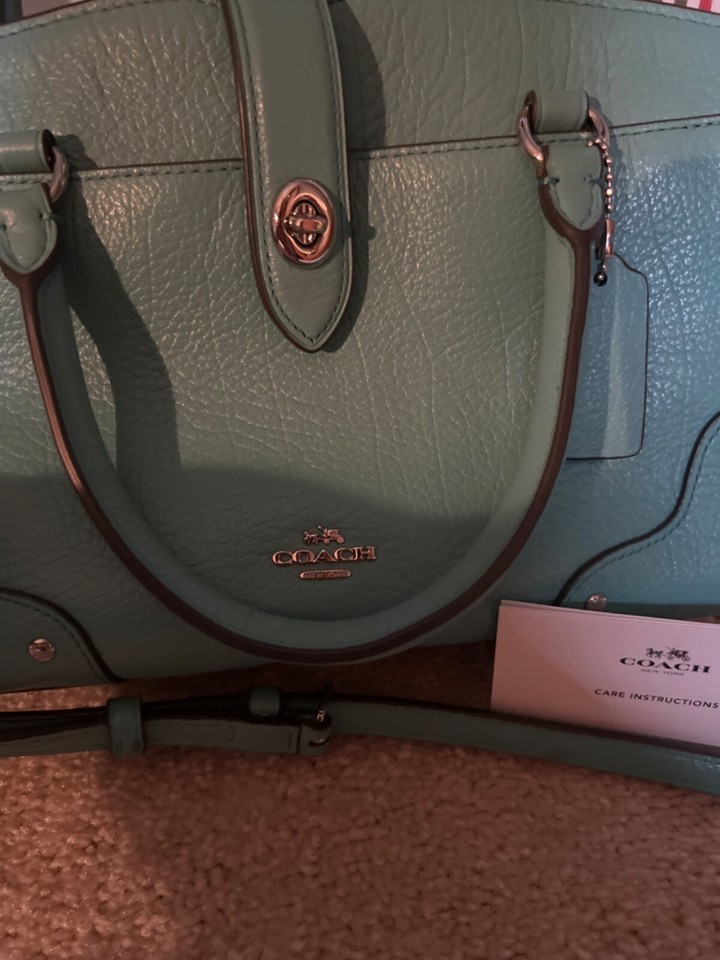 Coach Mercer 24 Leather Handbag/Crossbody Bag Dark Teal Blue Green ...