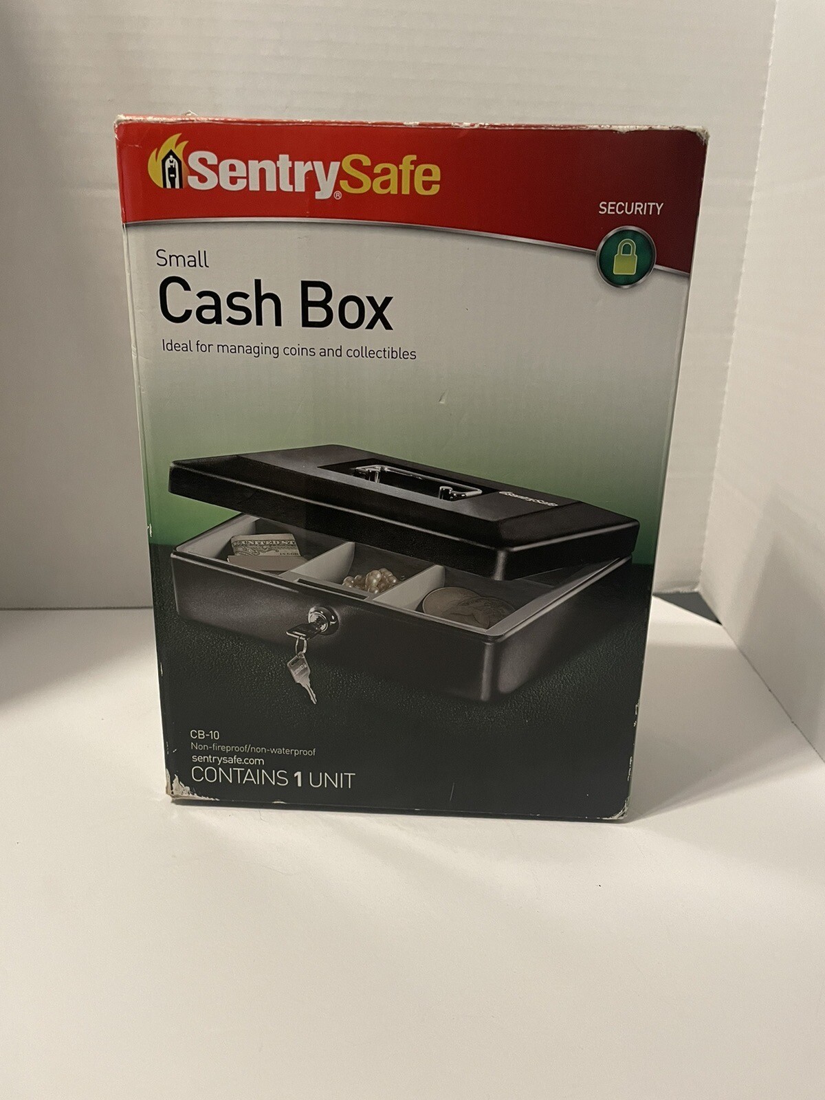 Sentry Safe Small Steel Cash Box CB-10 Key Lock & Money Tray With Key ...