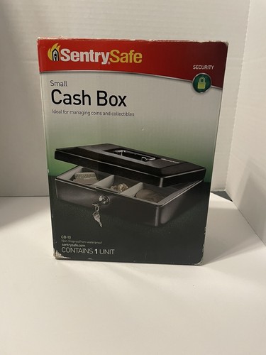 Sentry Safe Small Steel Cash Box CB-10 Key Lock & Money Tray With Key ...