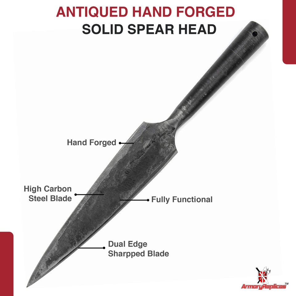 Hand-Forged Iron Throwing Spear Head Sharp Blade Viking Replica Real ...