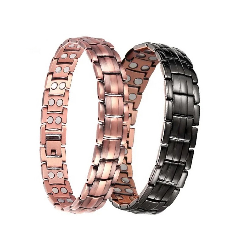 Pure Copper Neodymium Magnetic Therapy Bracelet Double Strong Men Women ...