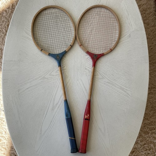 Antique Universe Badminton Rackets 2 Lot Red and Blue Vintage Rackets ...