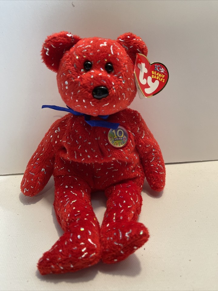 TY Beanie Baby - DECADE the Bear (Red Version) (8.5 inch) | eBay