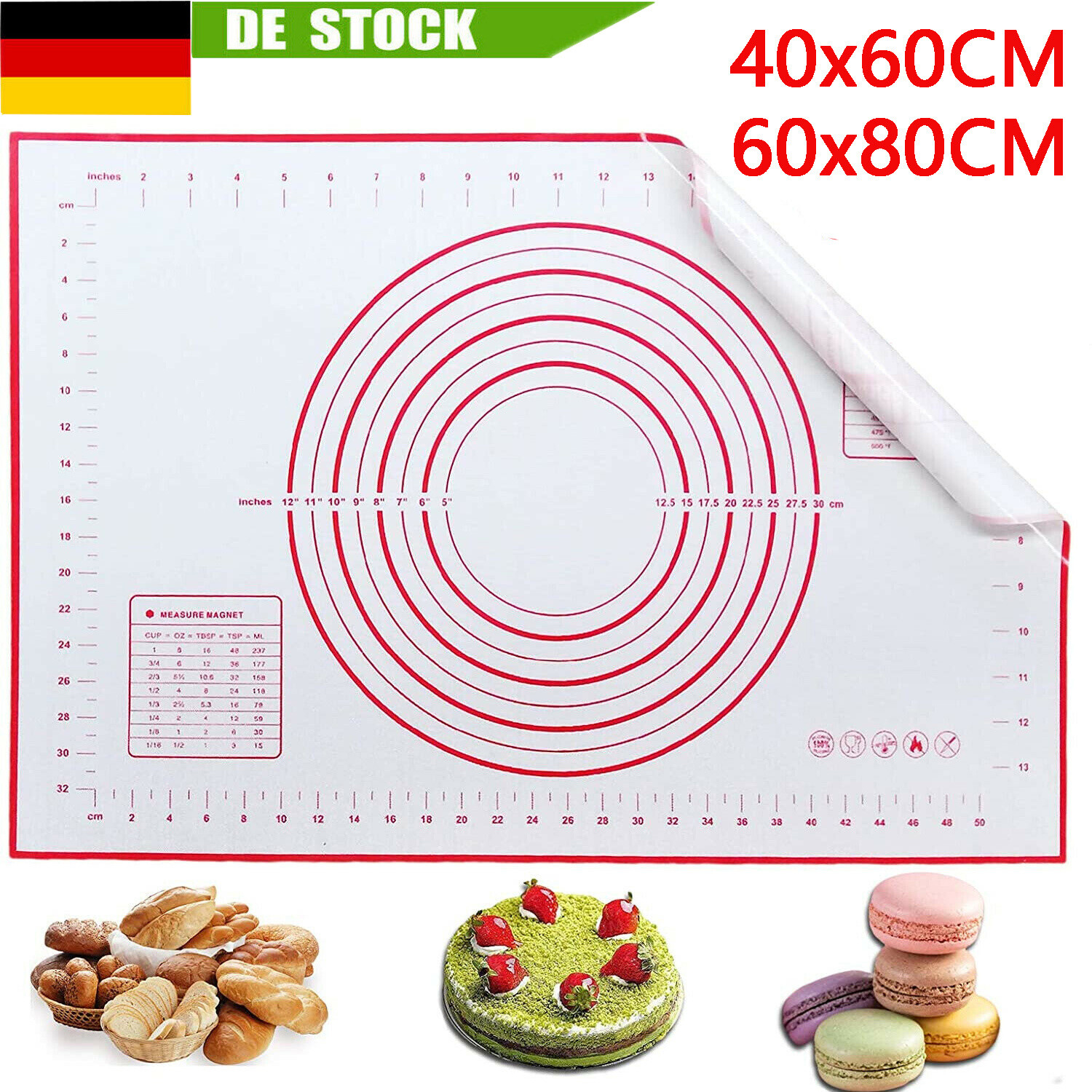 3XL Silikon Backunterlage Backmatte Matte Ausrollmatte Teigmatte ...