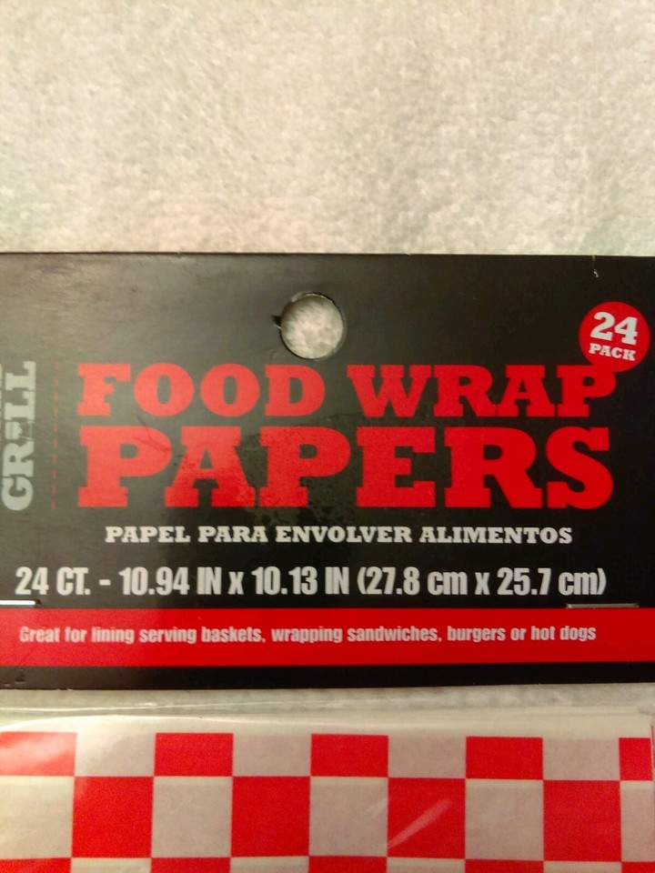 Backyard Grill Food Wrap Papers, 24 Count, Red And White Checker Print ...