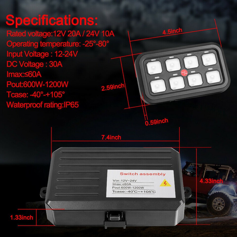 8Gang LED Switch Control Panel Electronic Relay System Car Boat Marine ...