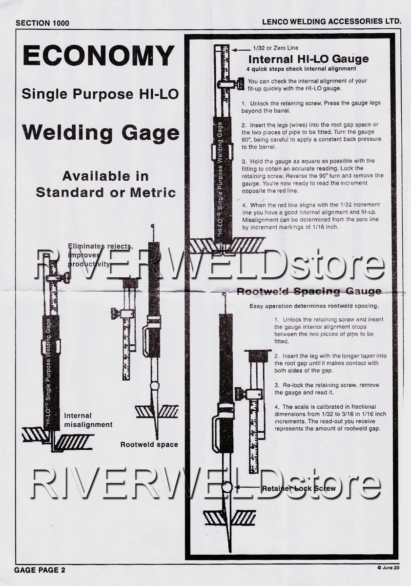 Welding Gauge Internal Hi-Lo Gage Single Purpose Determine Rootweld ...