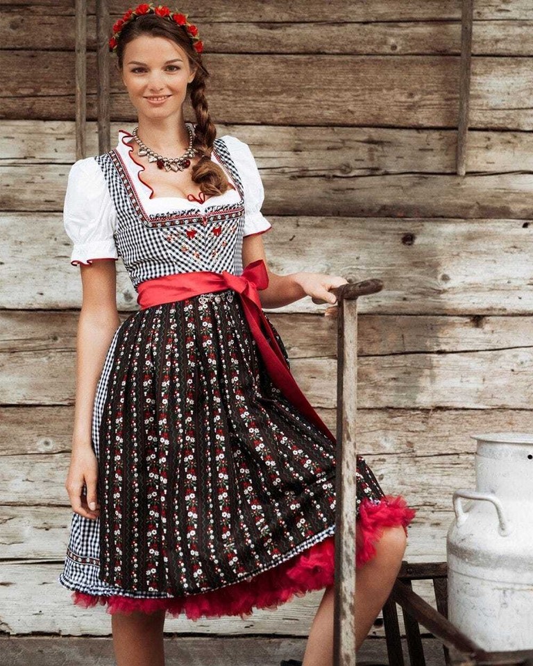 K637 Floral Oktoberfest Wench Ladies Dirndl German Bavarian Beer Maid ...