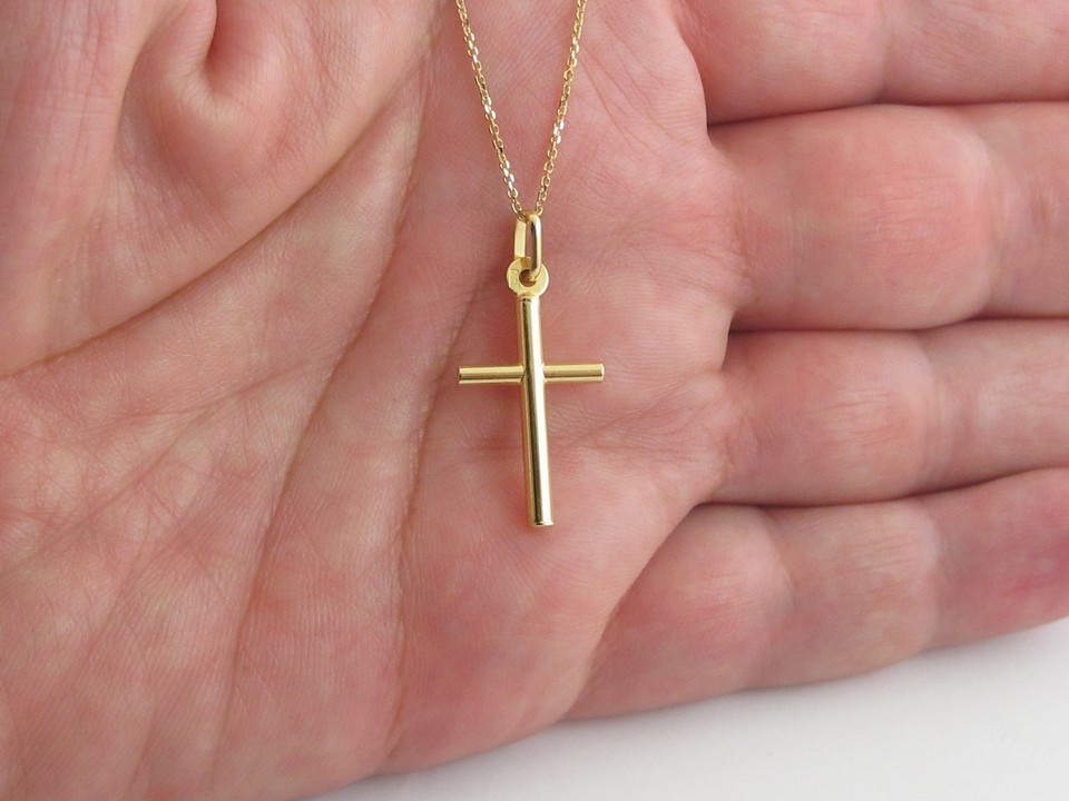 14k Yellow Gold Children's Cross Pendant Necklace 16" | eBay