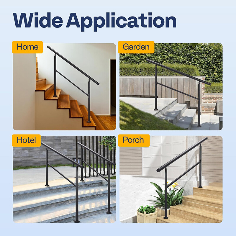 2 Pack Outdoor Stair Hand Rails 4 Step Porch Deck Railing Kit ...