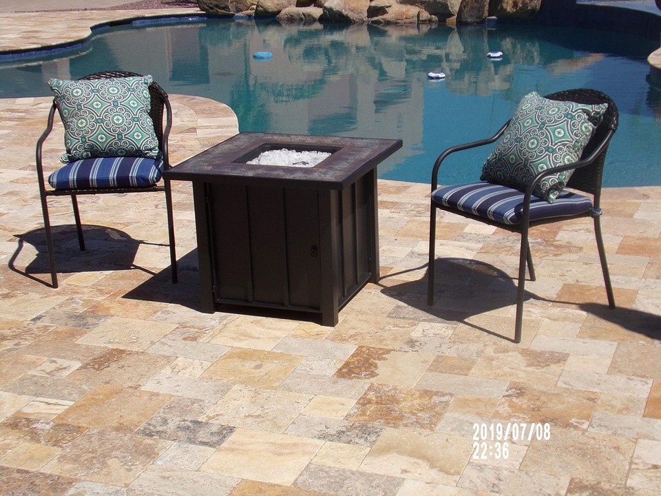 Hiland AFP-STT Outdoor Patio 40,000 BTU 30x30 Inch Square Tile Table ...