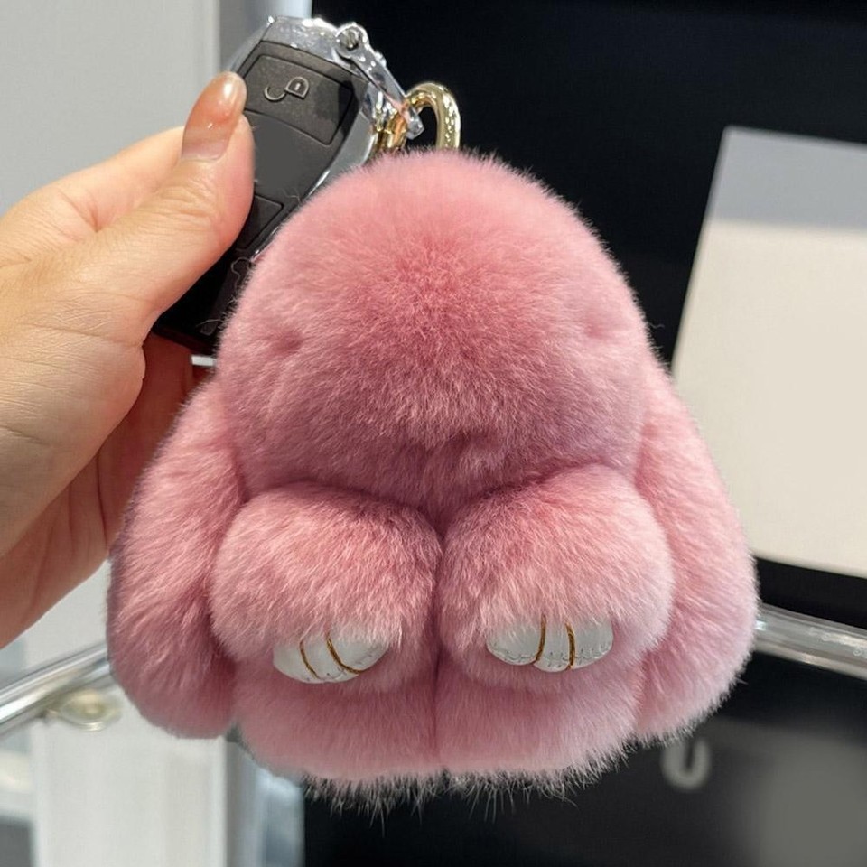 Bunny Keychain Fluffy Bag Pendant Cute Rabbit Key -Chain ToyNew Gifts ...