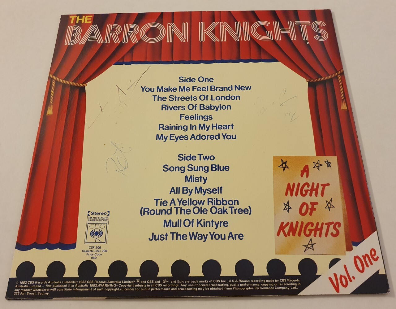 SIGNED The Barron Knights A Night Of Knights Vol. One Vinyl Record 12 ...