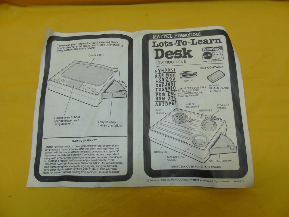 Mattel PreSchool Lots to Learn Desk. Complete with box and instruction ...
