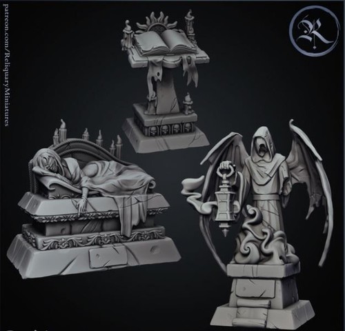 Set Gothic Monument Grave Marker Scatter Statue 32mm Scale DND D&D ...