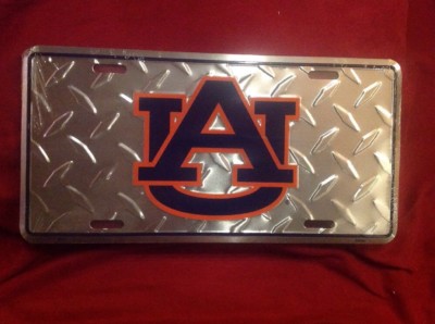 Auburn Tigers NCAA SEC DIAMOND PLATE Metal Chrome License Plate Tag New ...